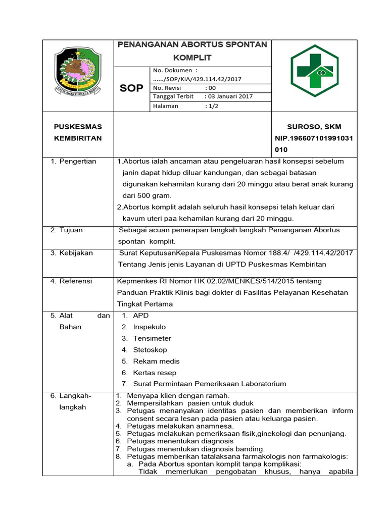 Penanganan Abortus Spontan Komplit | PDF