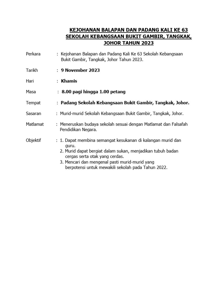 Jawatankuasa - Kejohanan - Padang - Dan - Balapan - Dan - Acara - Awal ...