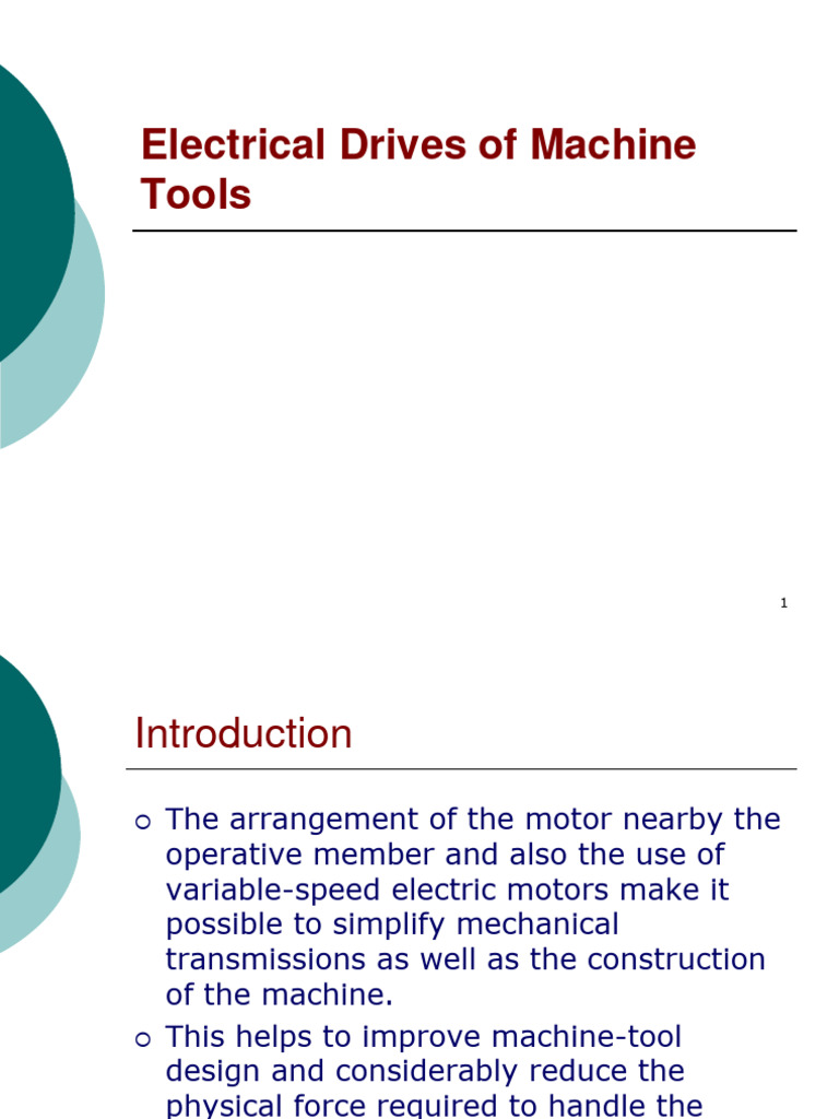 Lecture 4 - Electrical Drives of Machine Tools | PDF | Electric Motor ...