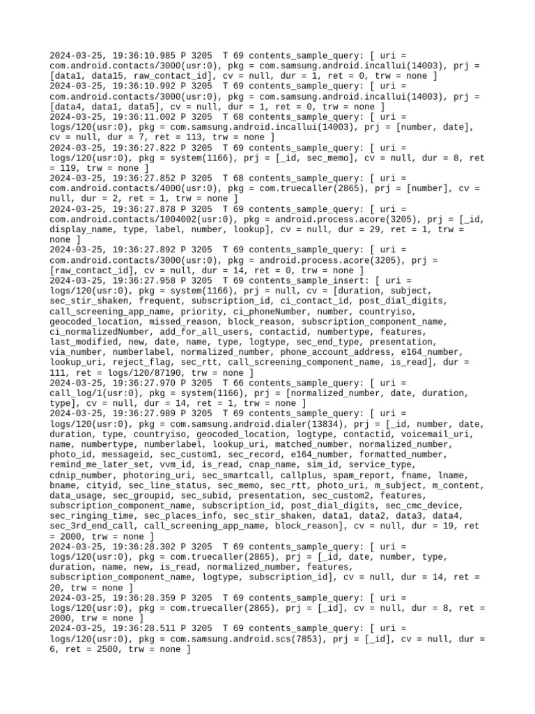 Android Call Logs Query Analysis | PDF | Computing