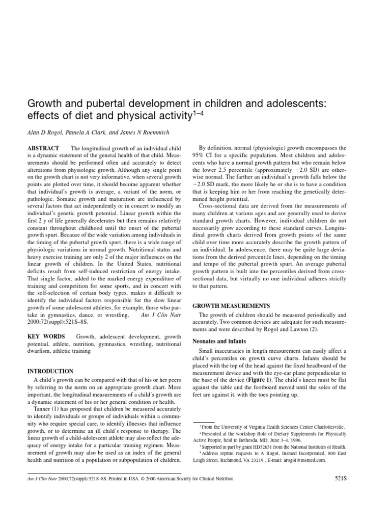 Growth and Pubertal Development in Children and Adolescents: Effects of ...