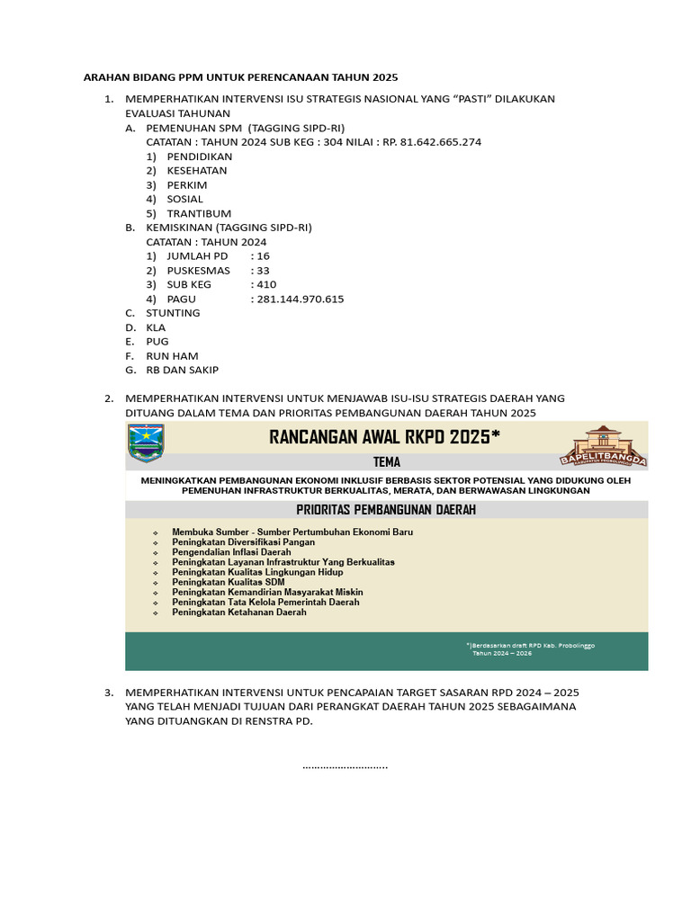 ARAHAN BIDANG PPM DLM RENJA PD 2025 | PDF