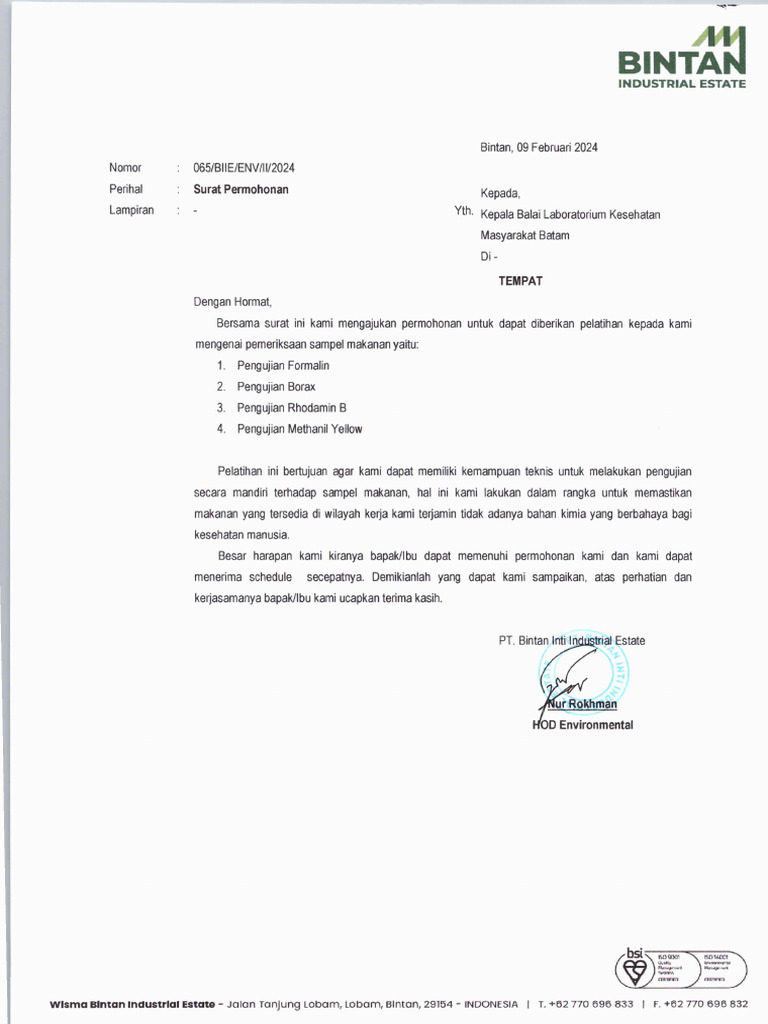 Surat Permohonan Pelatihan | PDF