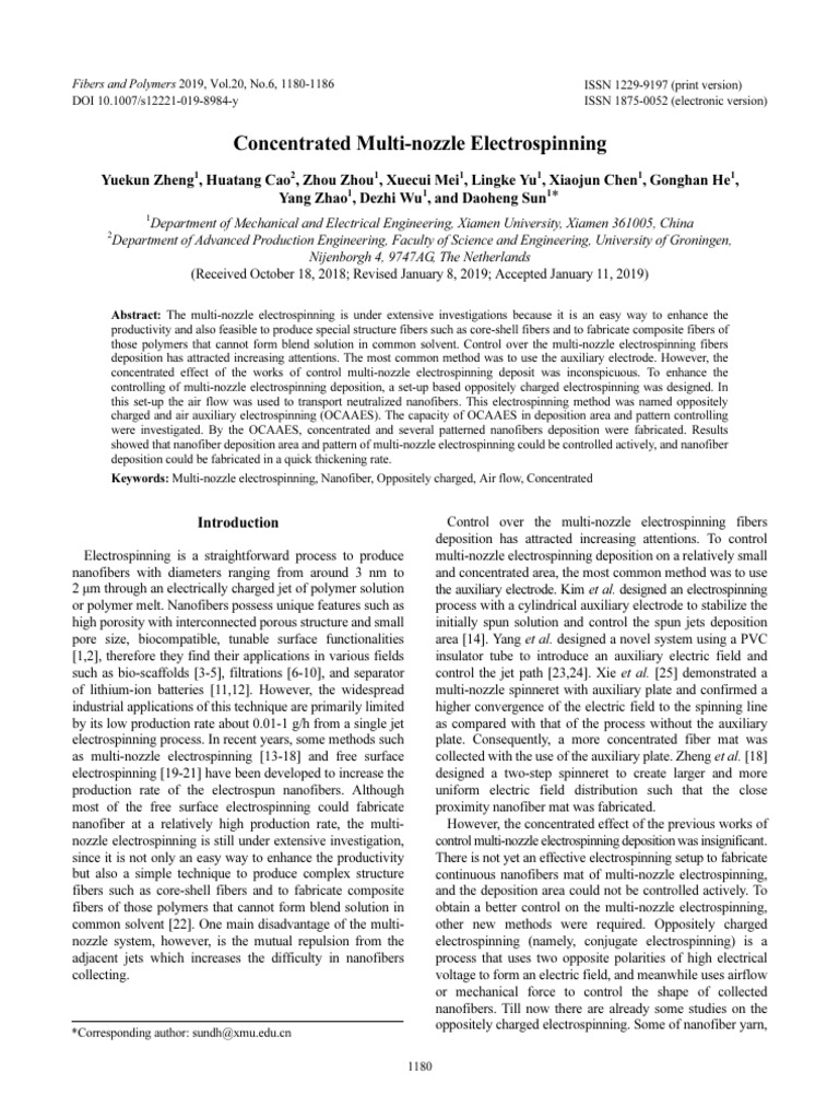 Concentrated Multi-Nozzle Electrospinning | PDF | Physical Sciences | Materials Science