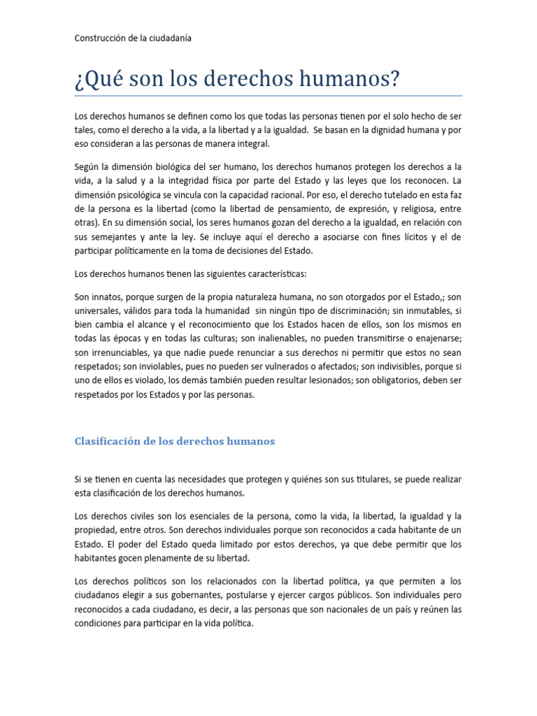 Qué Son Los Derechos Humanos TP 1. | PDF | Derechos humanos | Derechos