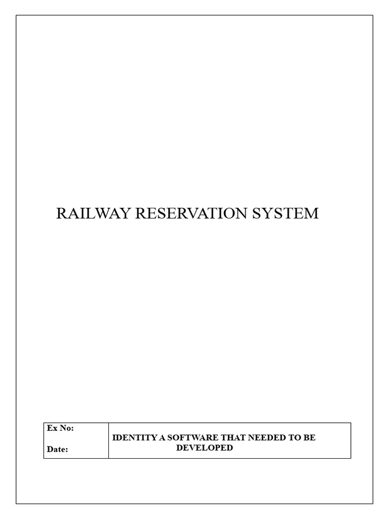 Railway Reservation System Pdf Use Case Class Computer Programming