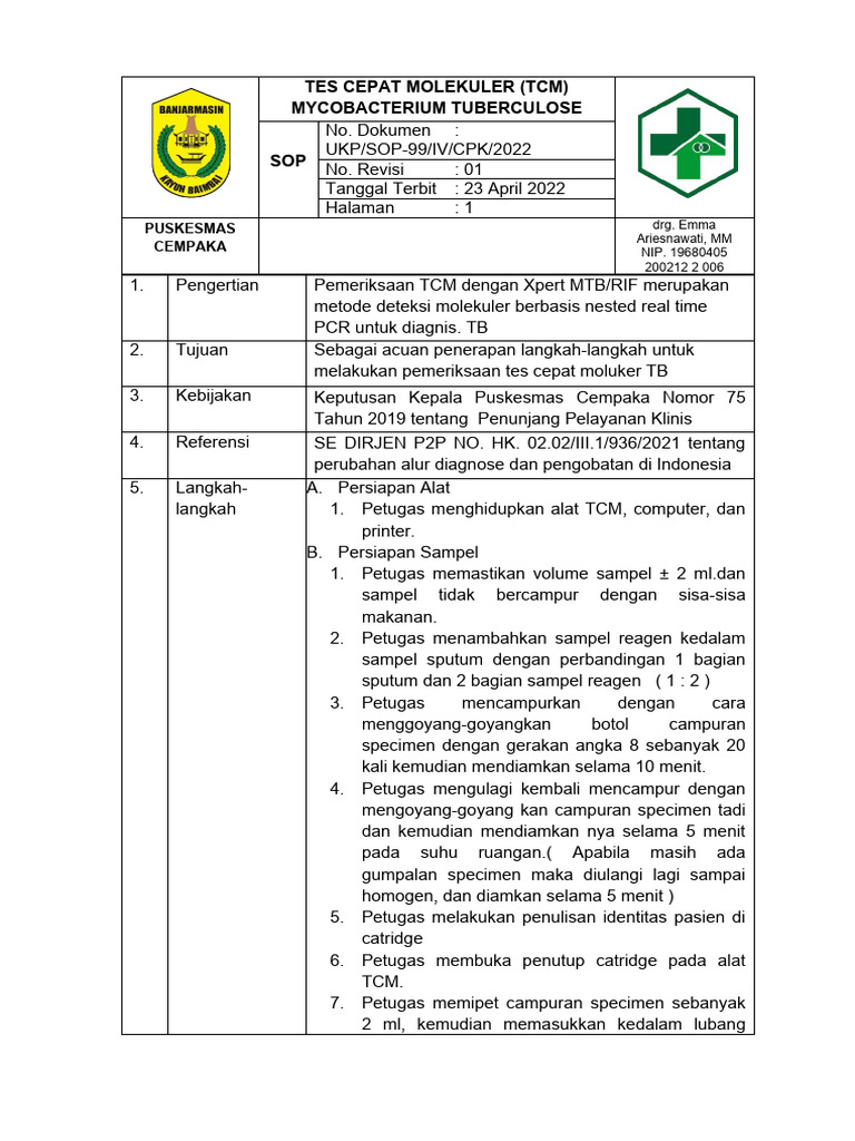 8.1.8.8.sop Pemeriksaan TCM | PDF