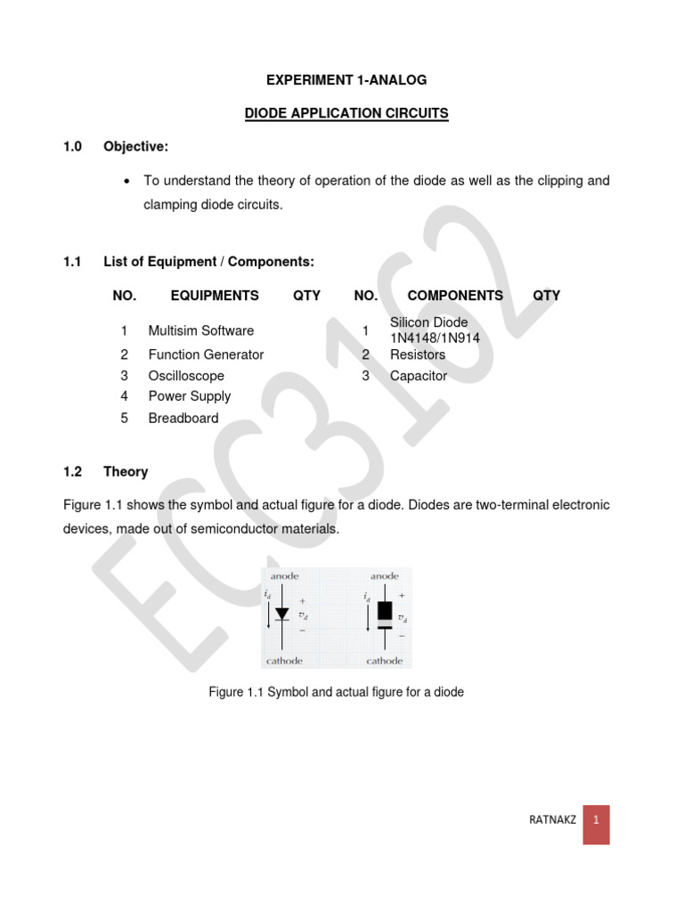 Diode Application Circuits Experiment | PDF | Physical Quantities ...