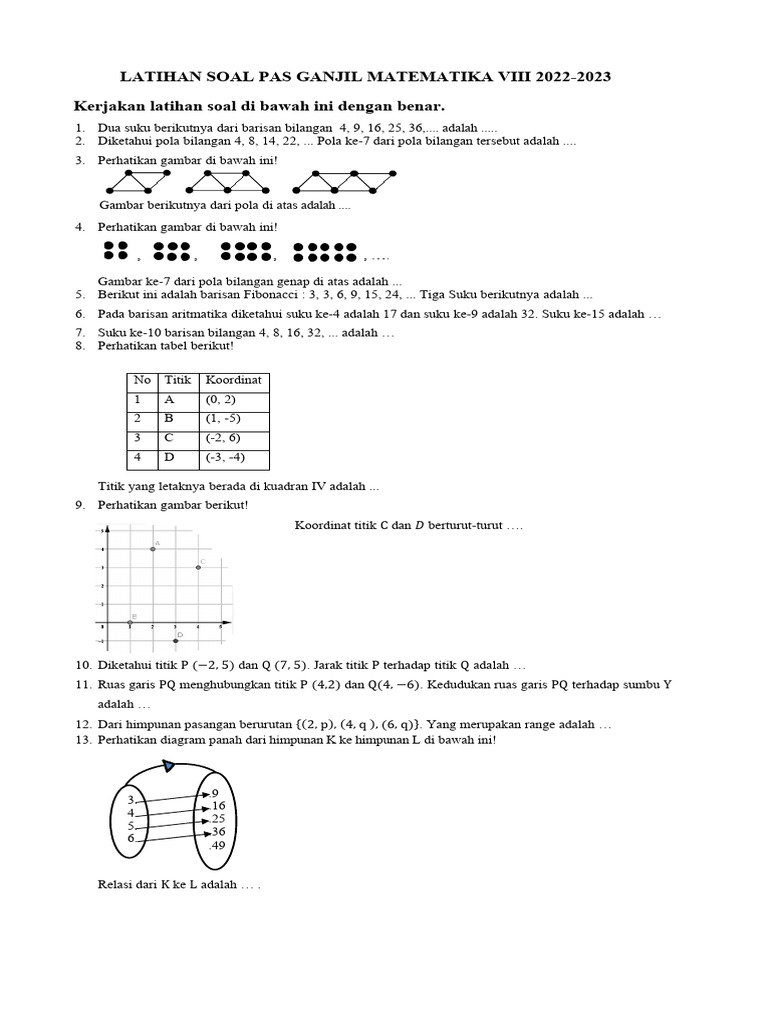 Latihan Soal Pas Kelas Viii Semester Ganjil TP2022-2023 | PDF