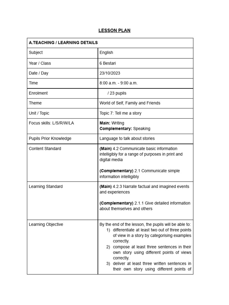 Lesson Plan 6B 23 - 10 | PDF | Teachers | Critical Thinking