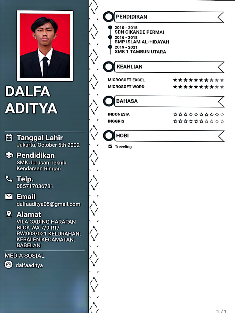 Lamaran Kerja Dalfa Aditya | PDF