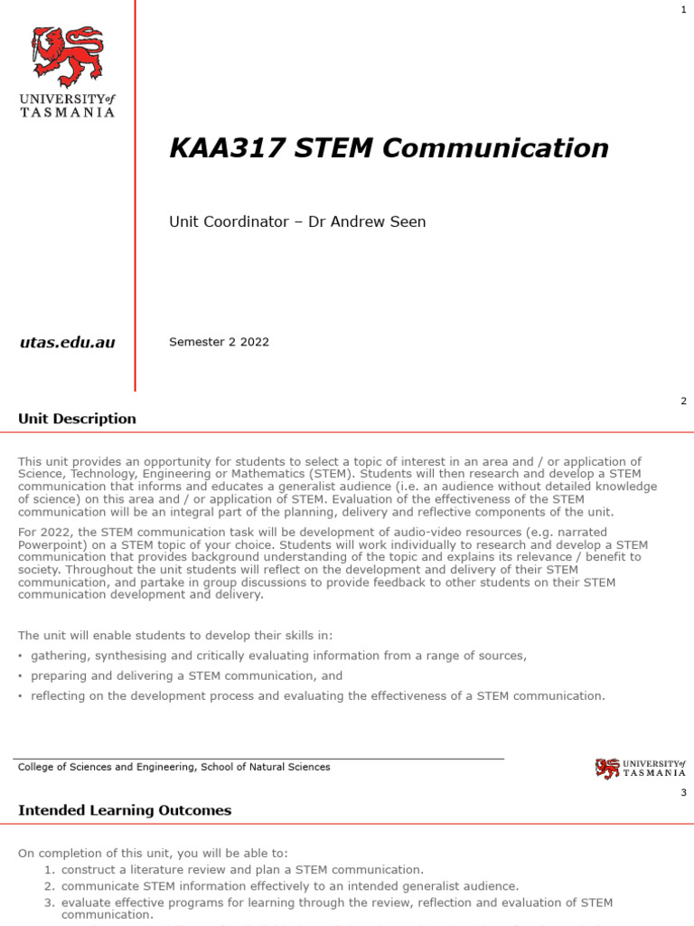 STEM Communication Unit Overview 2022 | PDF | Science | Evaluation