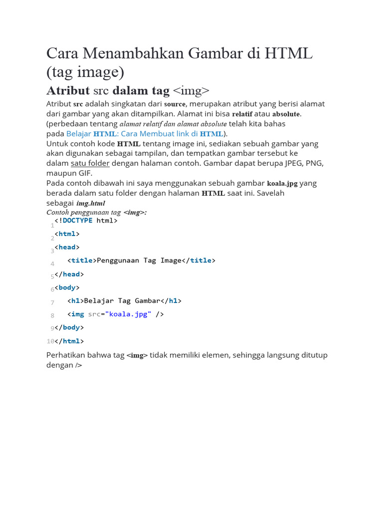 Cara Menambahkan Gambar Di HTML | PDF