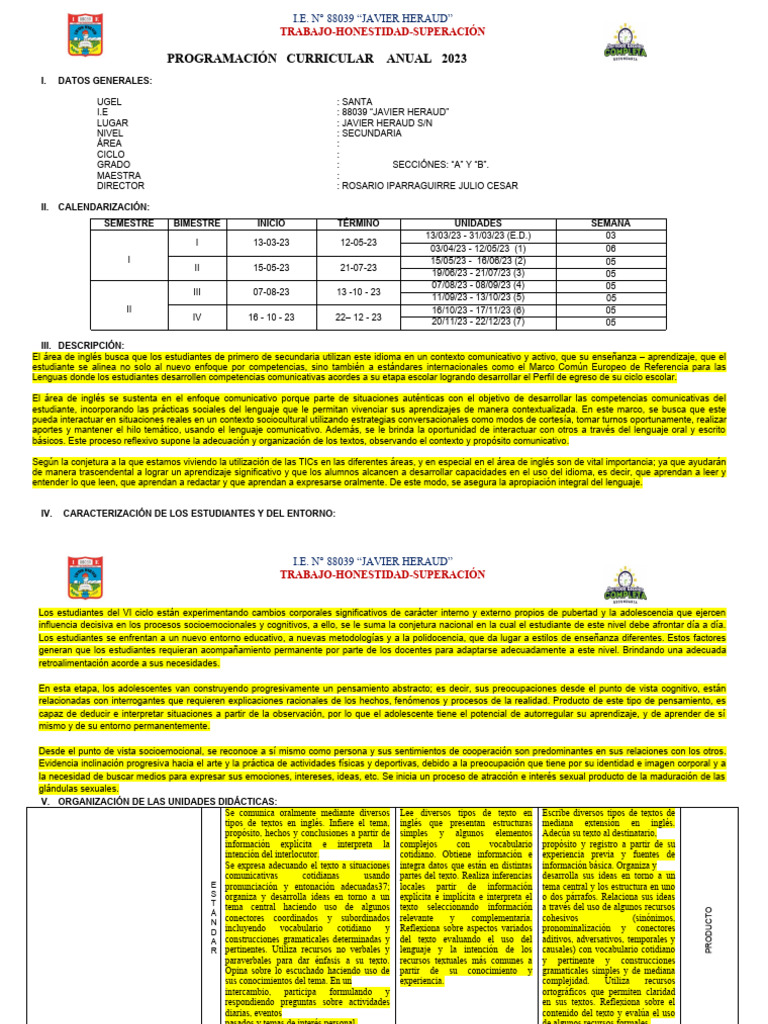 P.C.A. Modelo | PDF | Evaluación | Enseñando