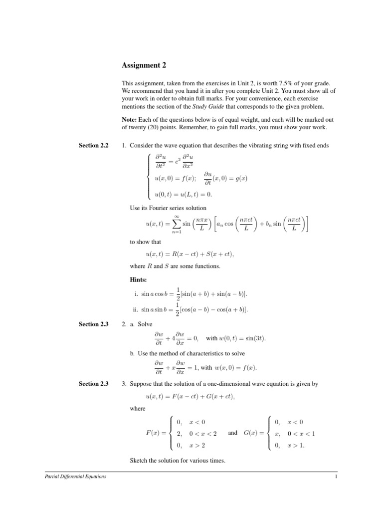Assignment 02 | PDF | Wave Equation | Equations