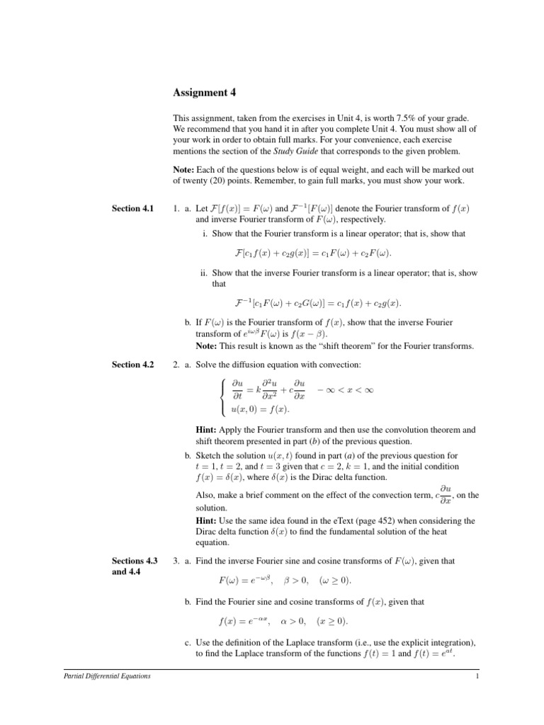 Assignment 04 | PDF | Fourier Transform | Laplace Transform