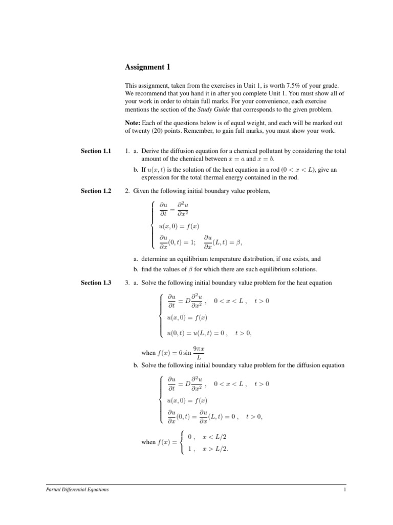 Assignment 01 | PDF | Equations | Fourier Series