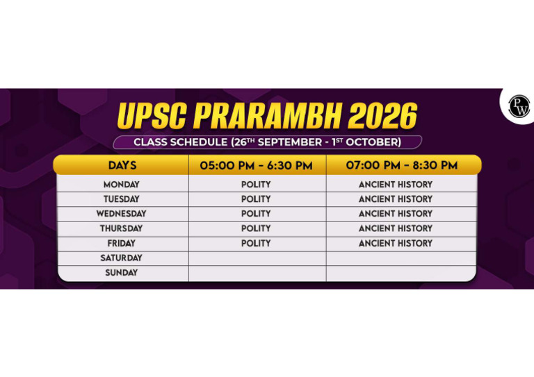 Class Schedule Upsc Prarambh 2026 Pdf