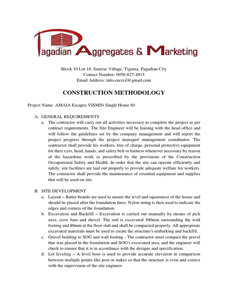 Construction Methodology | PDF | Concrete | Masonry