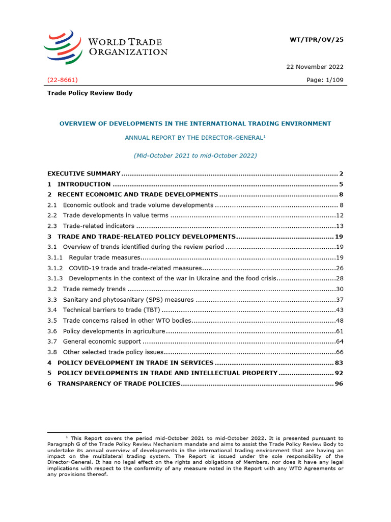 Overview of Developments in The International Trading Environment - Wto ...