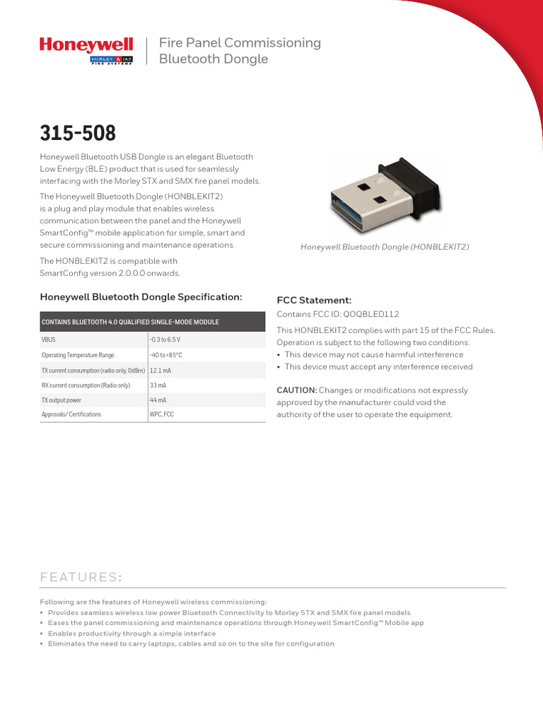 315-508 BLE Dongle - DS - 081913 | PDF | Bluetooth | Computing