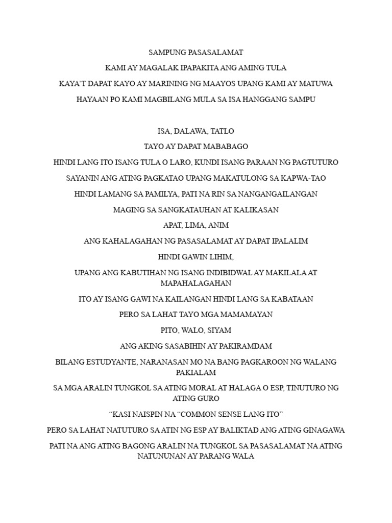 Sampung Pasasalamat Pdf