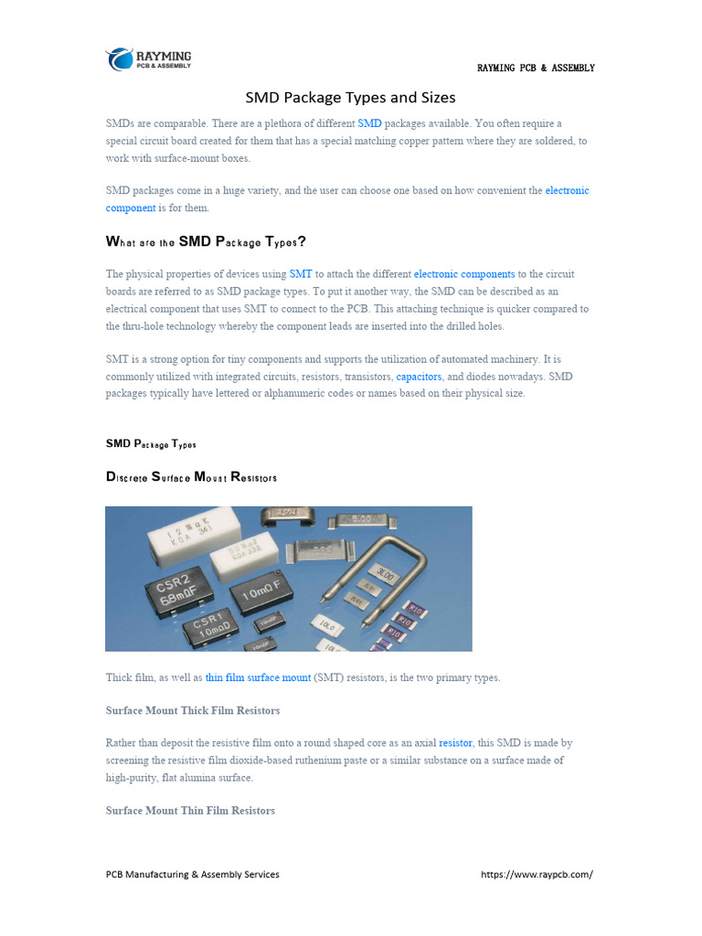SMD Package Types and Sizes | PDF | Printed Circuit Board | Computer Engineering