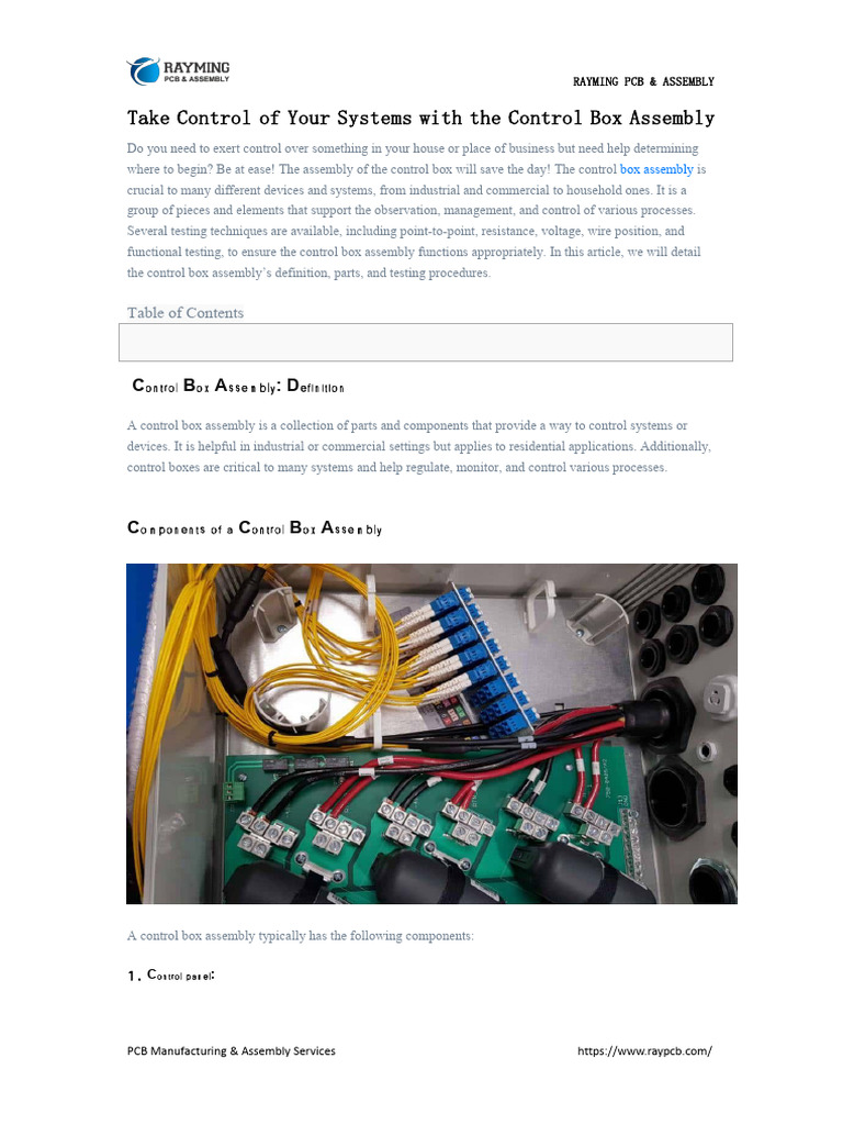 Take Control of Your Systems With The Control Box Assembly | PDF | Fuse ...