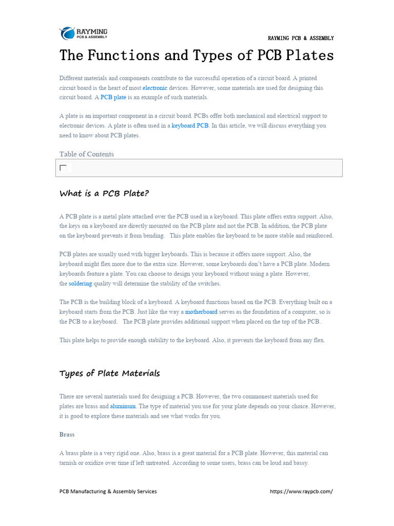 The Functions and Types of PCB Plates | PDF | Printed Circuit Board ...