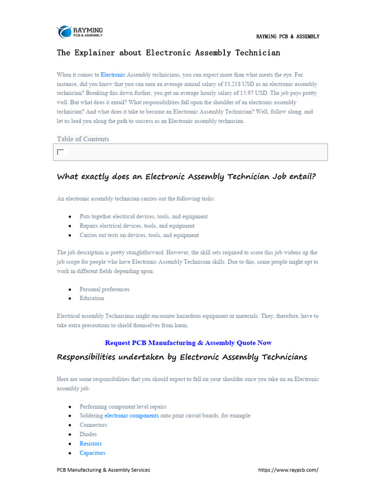 The Explainer About Electronic Assembly Technician | PDF | Printed Circuit Board | Electronics
