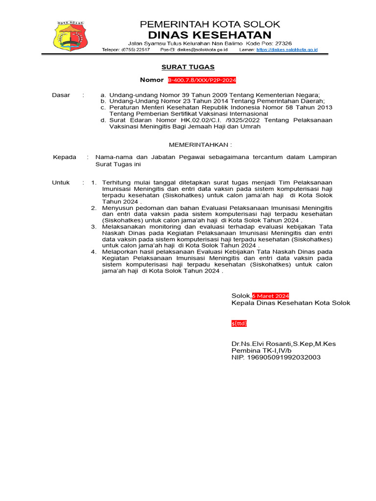 Draft Surat Tugas Pdf
