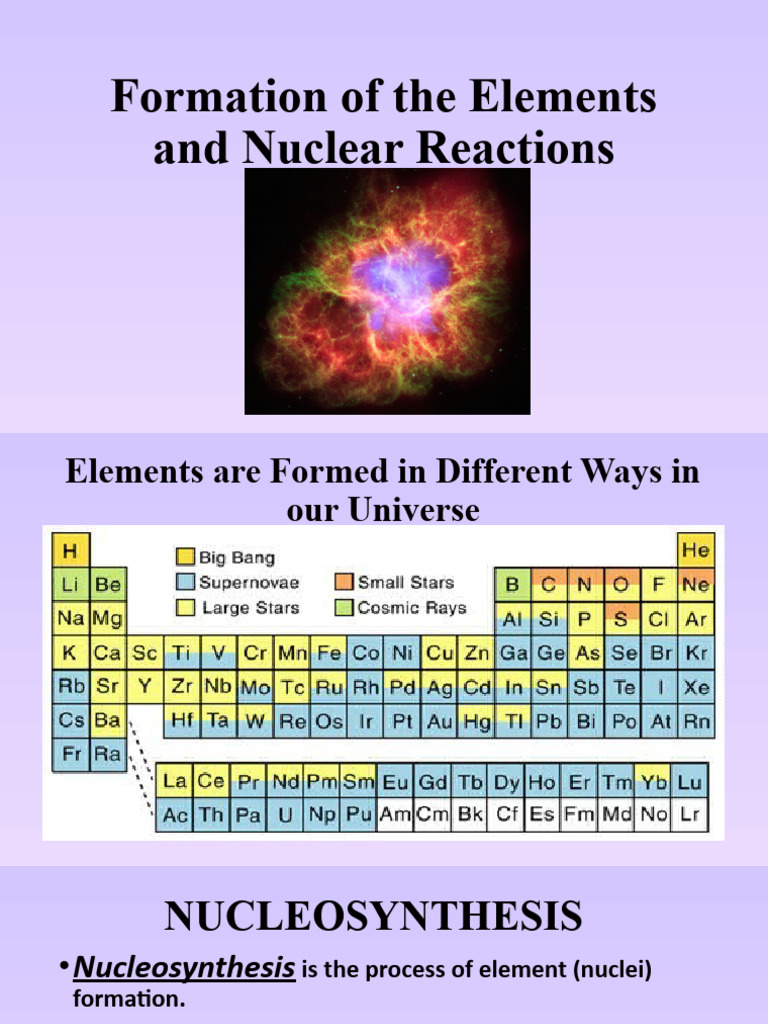 LESSON - 2 - Formation of The Elements and Nuclear Reactions | Download ...