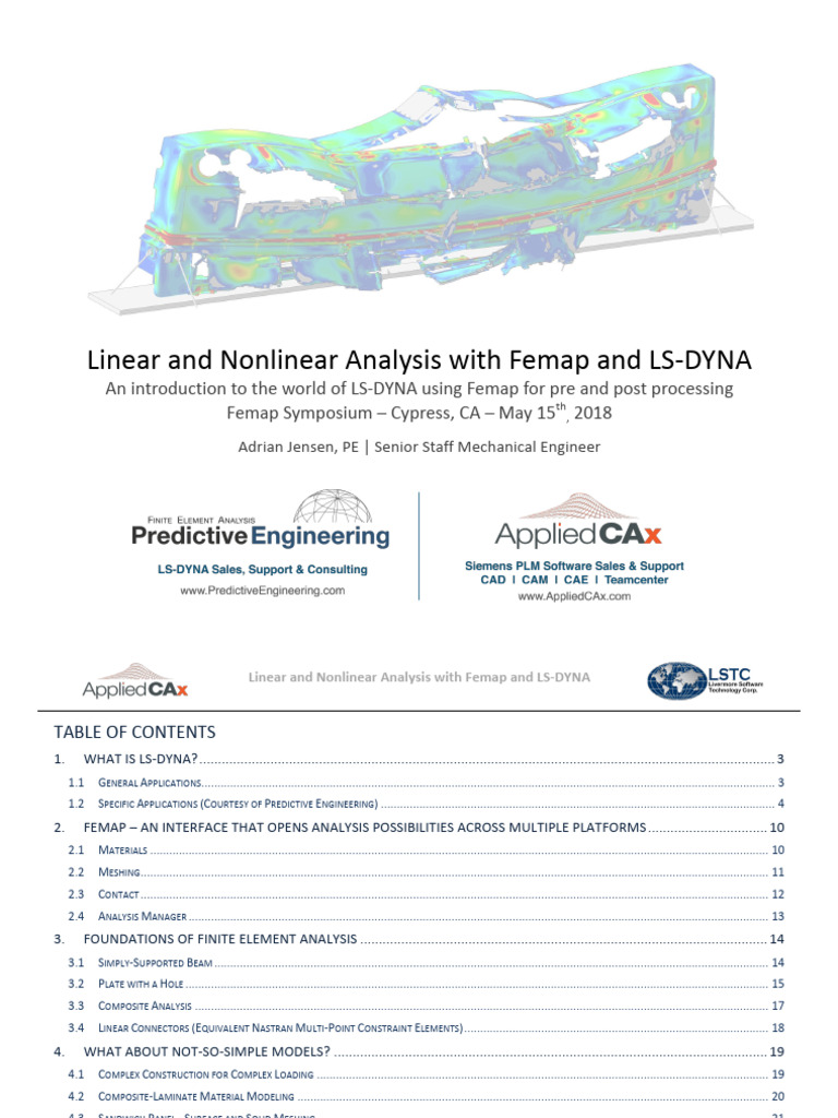 2018 FEMAP Symposium - Using FEMAP With LS-DYNA - Applied CAx | PDF | Mechanical Engineering