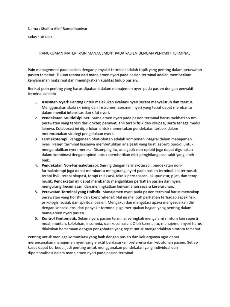 Pain Management Shafira Alief R 3B PSIK | PDF | Pengembangan Diri
