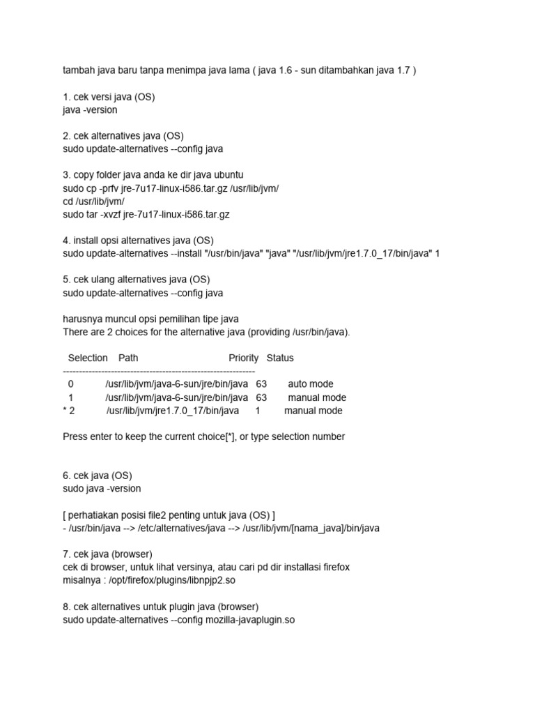 Cara Install Beberapa Java-Sun-6 Dan Java 1.7 | PDF | Java (Programming Language) | Java ...