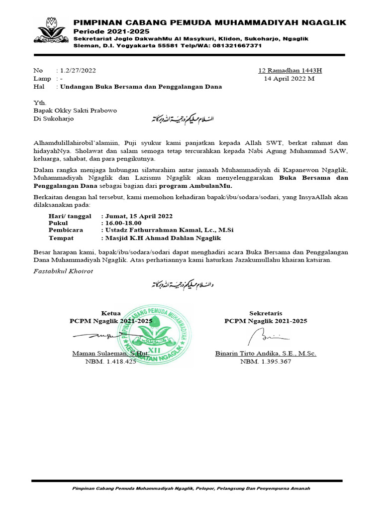 Undangan PRM Suko-1 | PDF