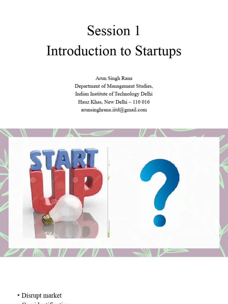 Introduction to Startups and Innovation | PDF | Startup Company | Small ...