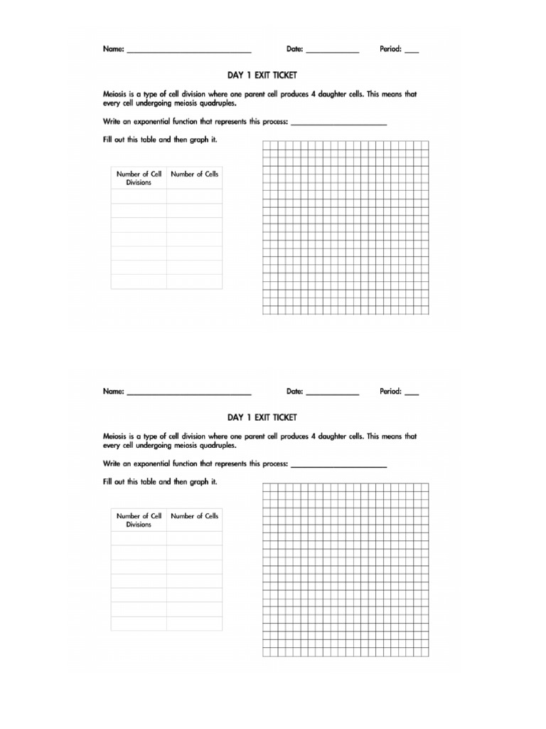Exponential Growth Exit Ticket | PDF