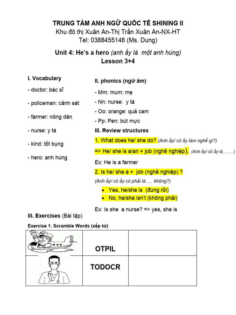 Unit 4 He Is A Hero - L3,4 | PDF