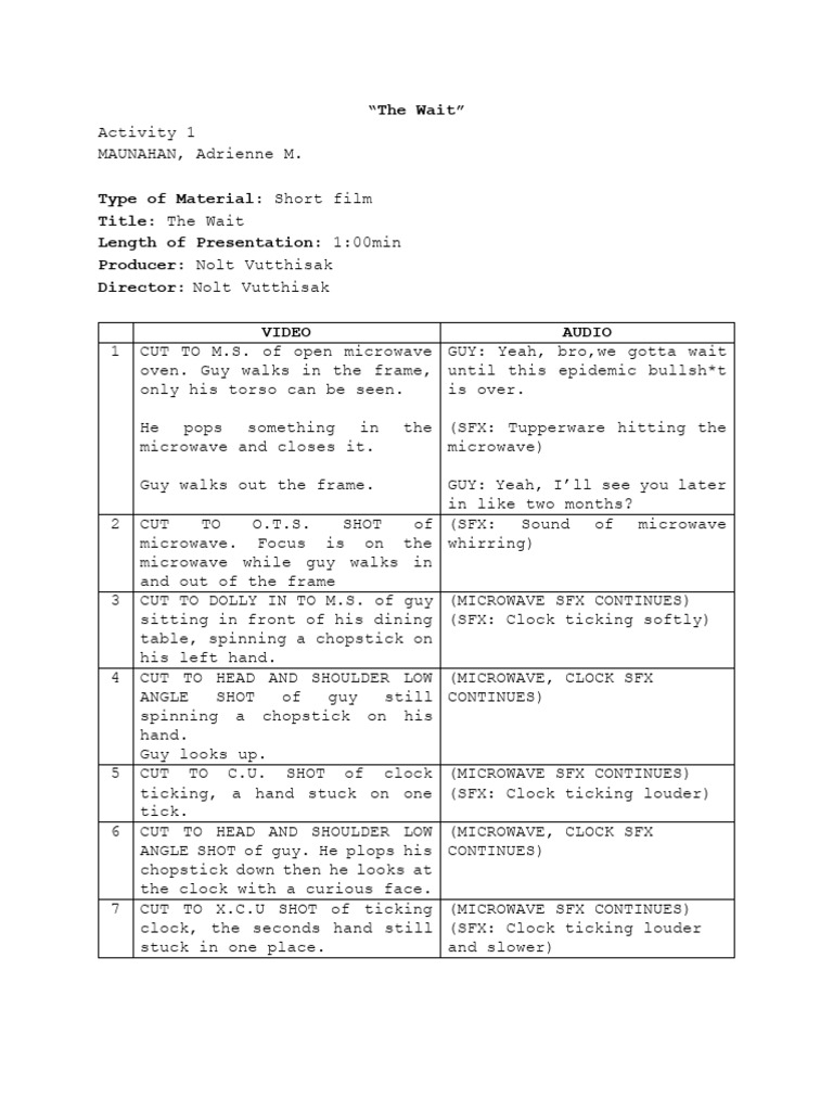 The Wait - Act1 | PDF