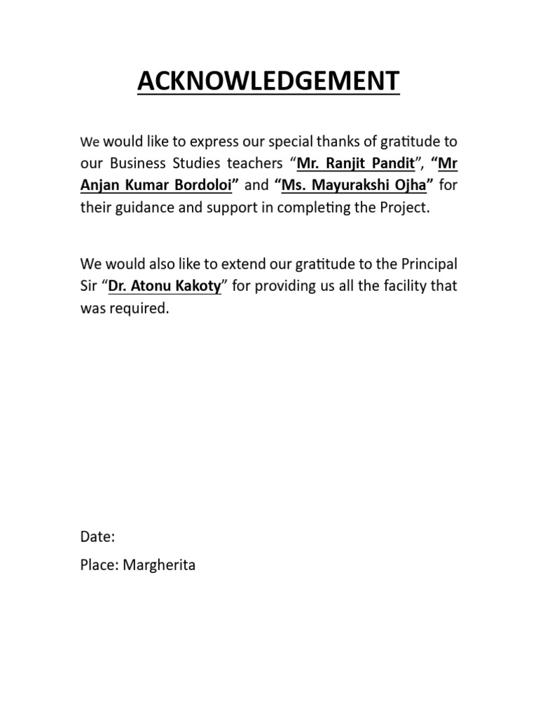 Bs Acknowledgement 1 | PDF