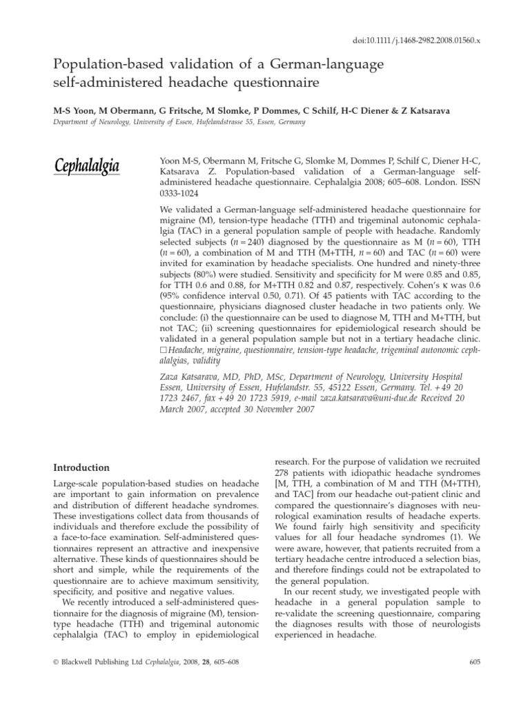 Yoon Et Al 2008 Population Based Validation of A German Language Self ... Yoon Et Al 2008 Population Based Validation of A German Language Self ...