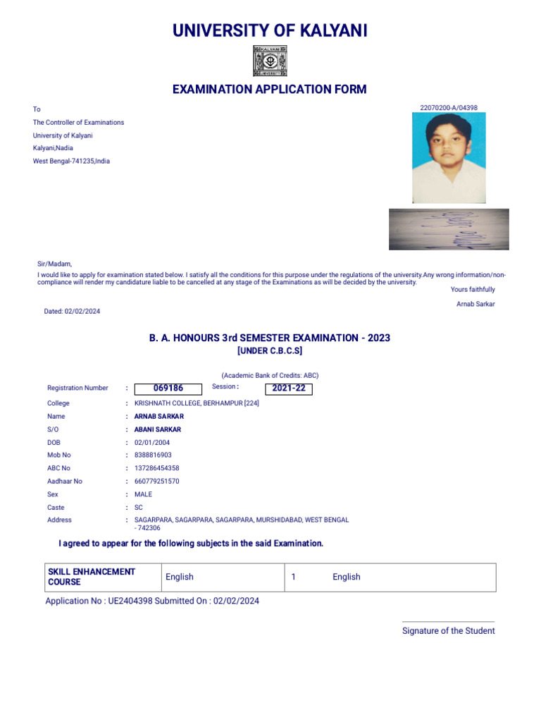 3RD Sem Exam Form Fill Up 2023 - Sec | PDF 3RD Sem Exam Form Fill Up 2023 - Sec | PDF