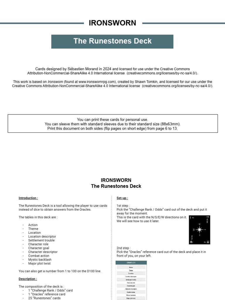 Ironsworn Runestones Deck | PDF