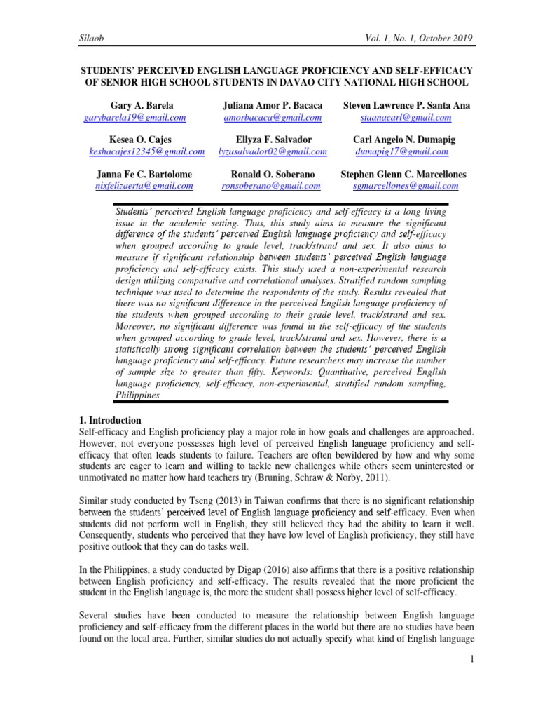 SAMPLE Journal-Structure | PDF | Self Efficacy | P Value