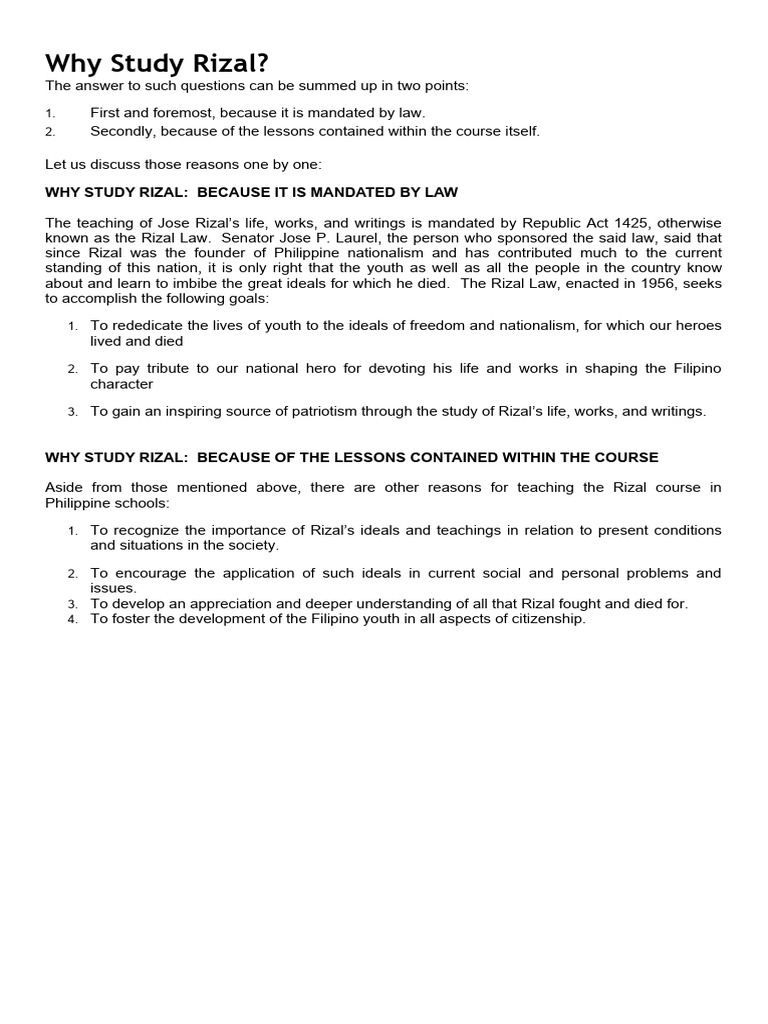 Why Study Rizal | PDF | Career & Growth