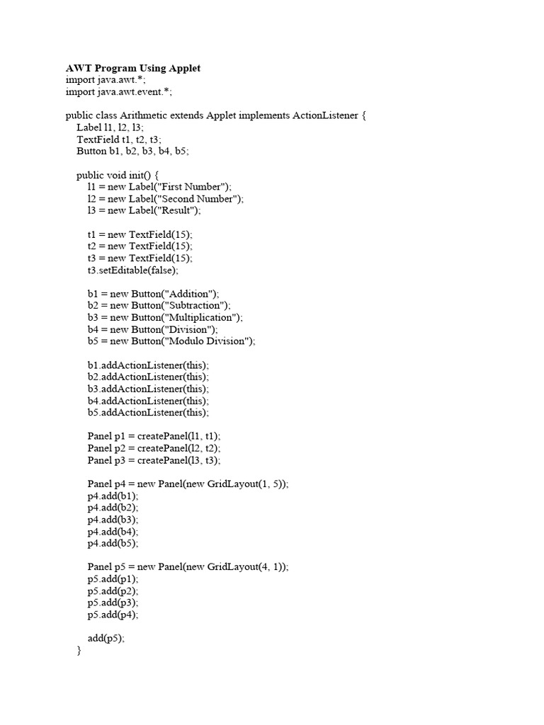 AWT Program | PDF | Java Platform | Mathematics