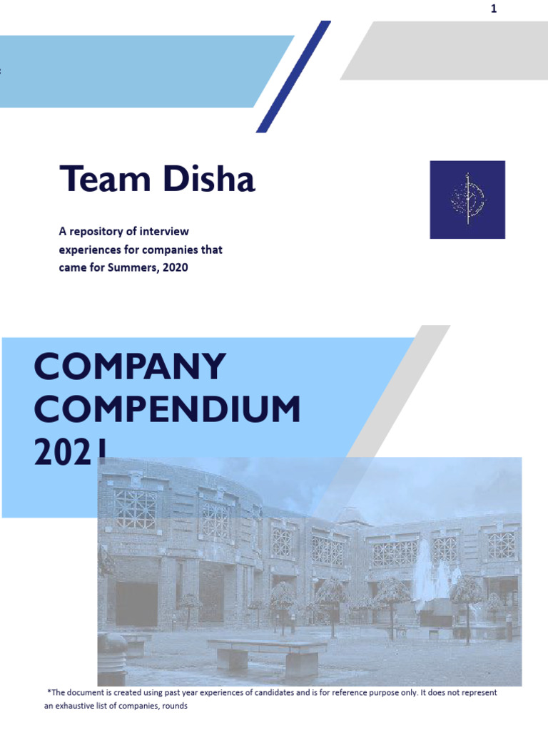 Team Disha Company Compendium | PDF | Business