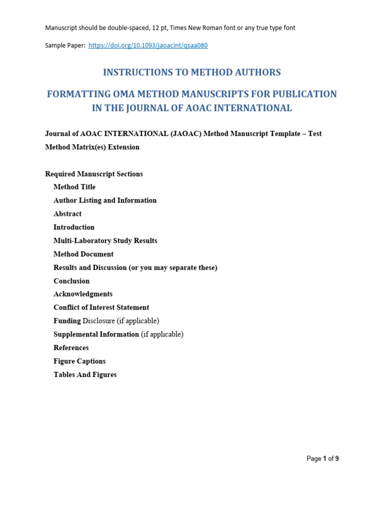 Guidance Formatting Method Manuscripts OMA | PDF | Abstract (Summary) | Matrix (Mathematics)