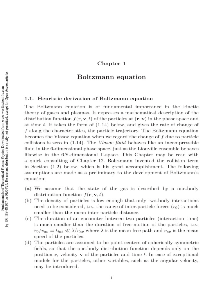 2019 Boltzmann Equation | PDF | Gases | Plasma (Physics)